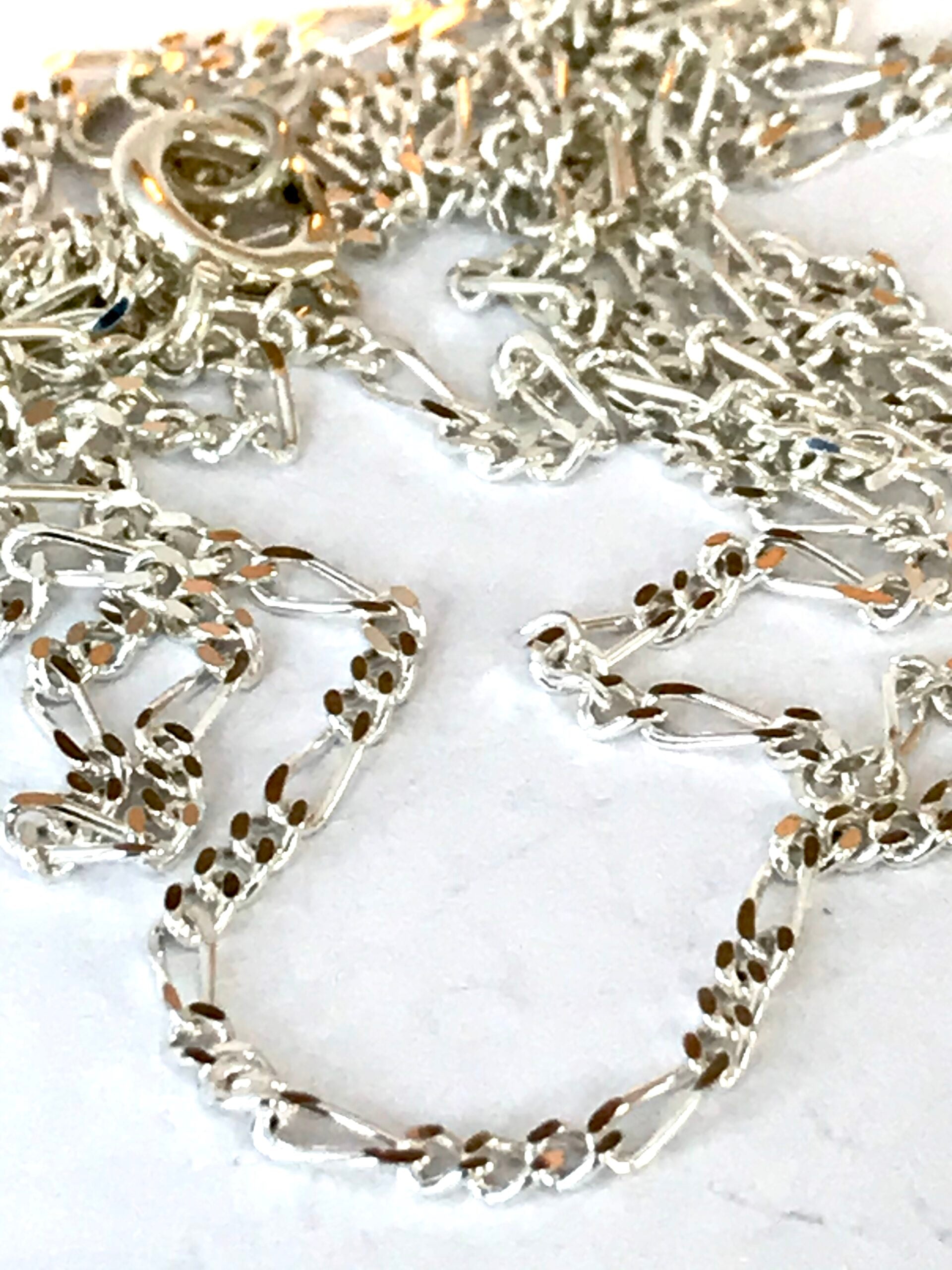 30" Diamond Cut Figaro Sterling Silver Chain – ThimblesForYou.com
